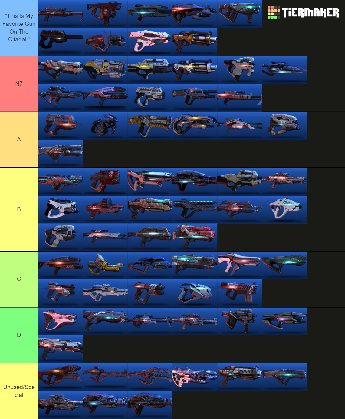Mass Effect 3 ALL Weapons Tier List (Community Rankings) - TierMaker