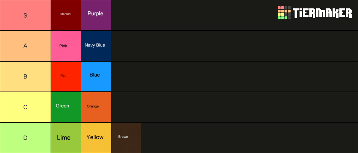 Colour Tier List (Community Rankings) - TierMaker