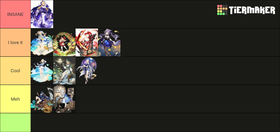 Genshin impact skin Tier List (Community Rankings) - TierMaker