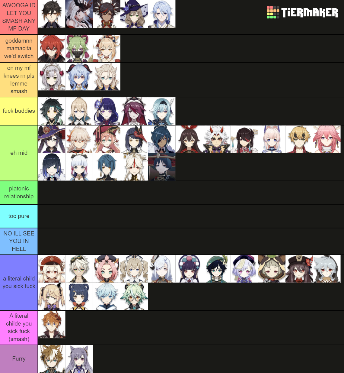 genshin impact smash or pass Tier List (Community Rankings) - TierMaker