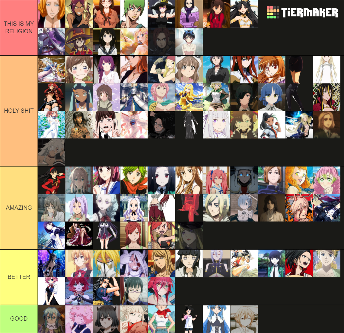 OUR WAIFU TIER LIST Tier List (Community Rankings) - TierMaker