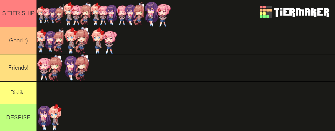 Doki Doki Literature Club Ship (With Poly Ships) Tier List (Community ...