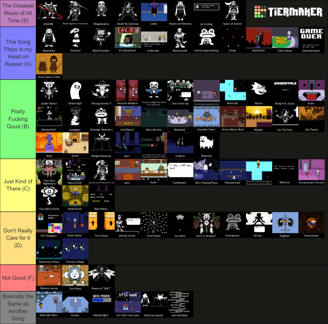 Undertale OST/Songs Tier List (Community Rankings) - TierMaker