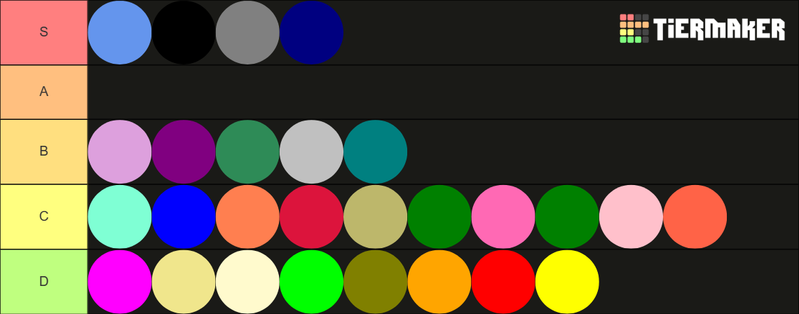 Color Tier List (Community Rankings) - TierMaker
