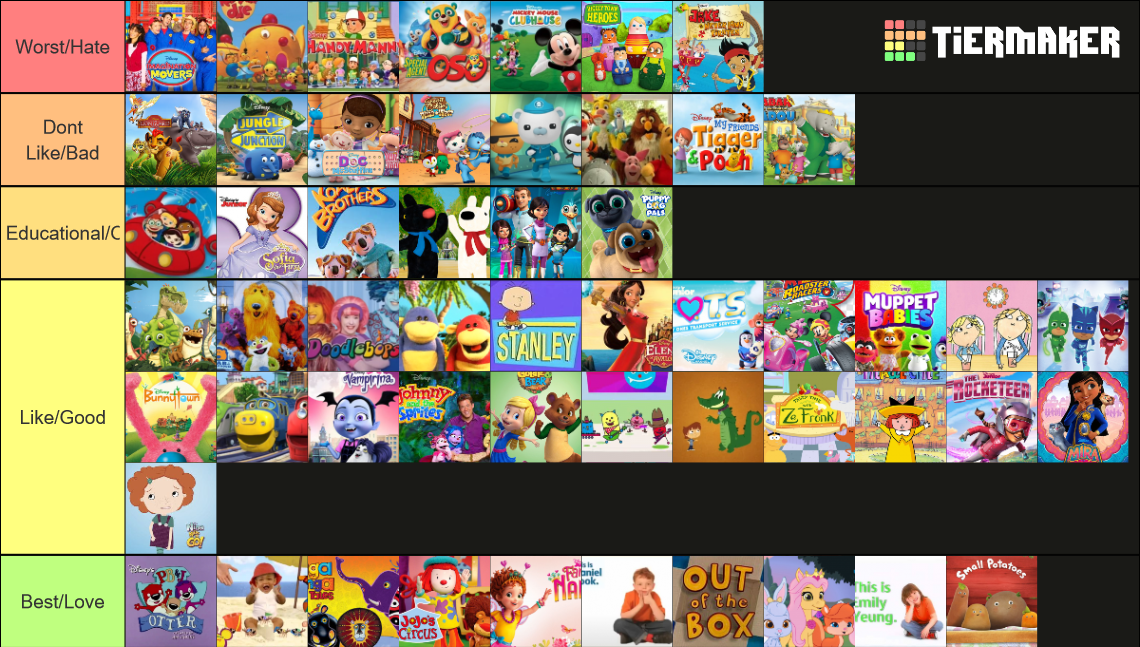 Disney Junior/Playhouse Disney Shows 1997-2020 Tier List (Community Rankings) - TierMaker