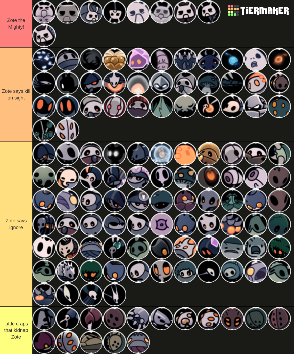 Hollow Knight Enemies Tier List (Community Rankings) - TierMaker