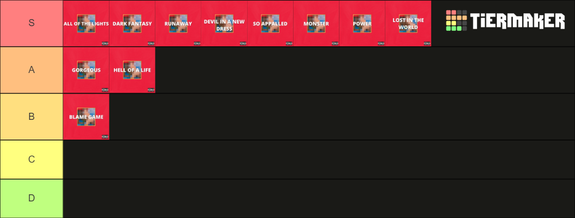 MBDTF Songs Ranked Tier List (Community Rankings) - TierMaker