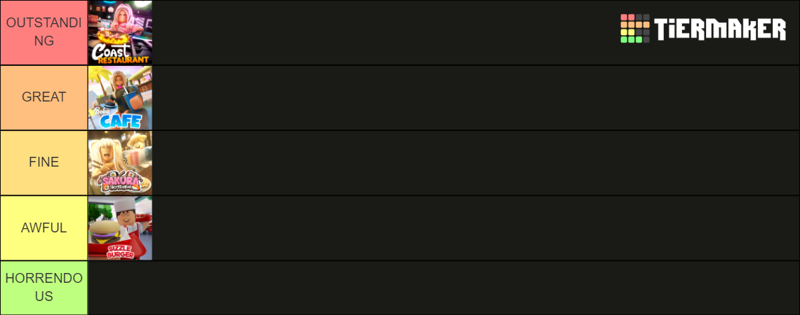 Roblox Restaurants.. Tier List (Community Rankings) - TierMaker