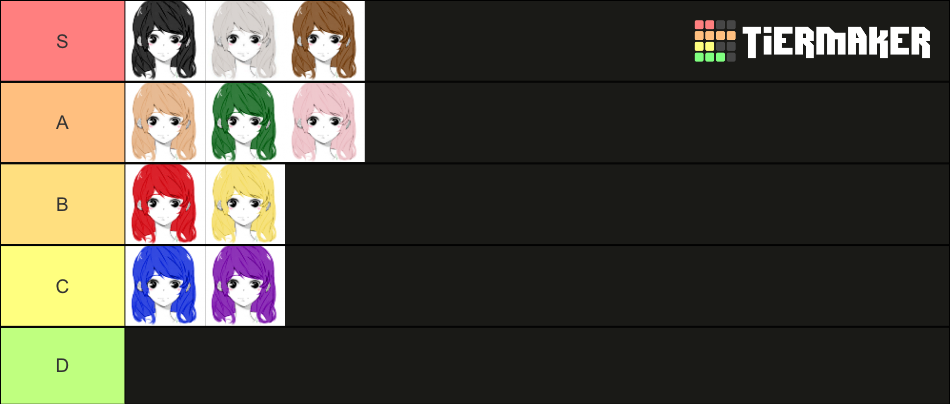 Generic Waifu Hair Color Tier List (Community Rankings) - TierMaker