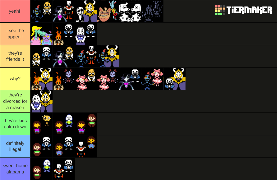 (Popular) Undertale Ships Tier List (Community Rankings) - TierMaker