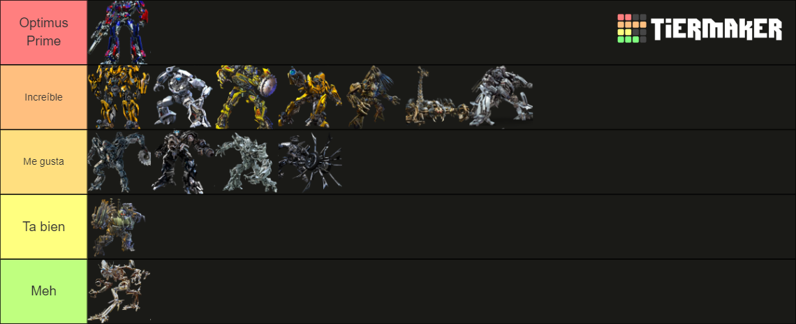 Transformers 2007 Movie Designs Tier List (Community Rankings) - TierMaker