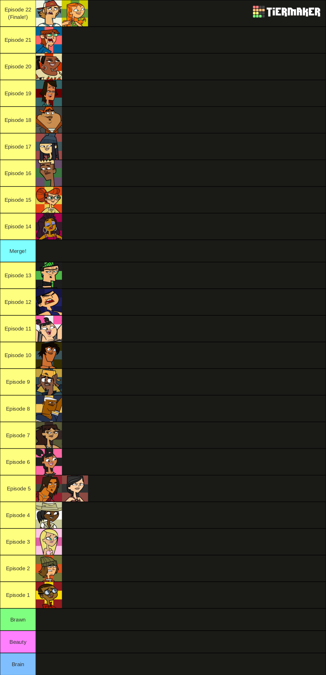 Total Drama Redone Characters Tier List (Community Rankings) - TierMaker
