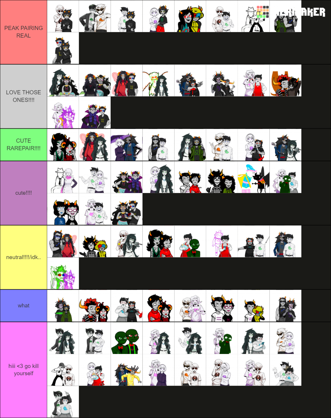 Homestuck ships Tier List (Community Rankings) - TierMaker