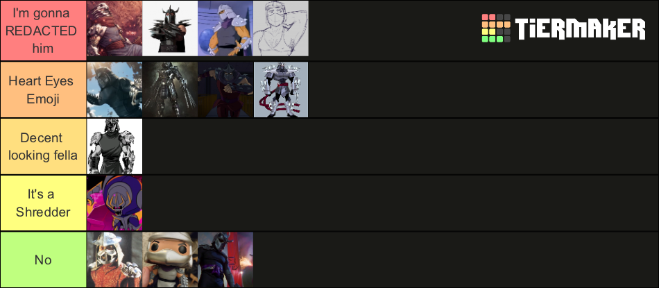 TMNT Shredder Simp-ability Tier List (Community Rankings) - TierMaker