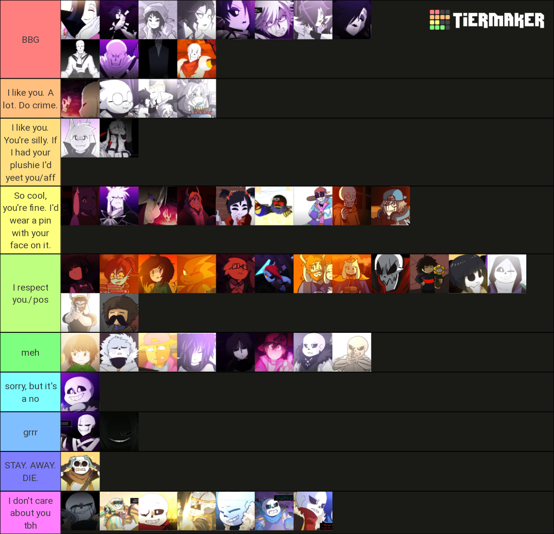 Underverse Characters (up to 0.7 Part 1) ! Tier List (Community ...