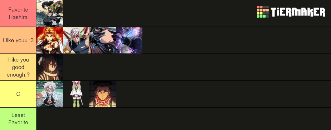 Demon slayer Hashira ranking Tier List (Community Rankings) - TierMaker