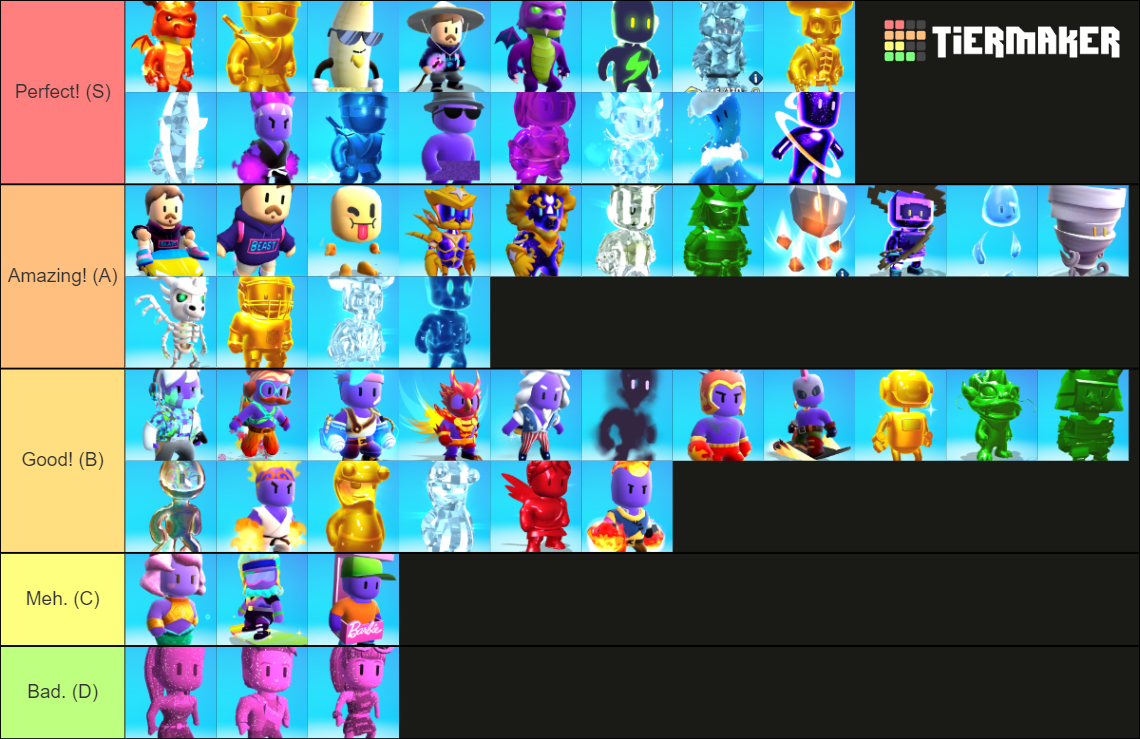 STUMBLE GUYS ALL SPECIAL + MYTHIC SKINS!!! Tier List (Community ...