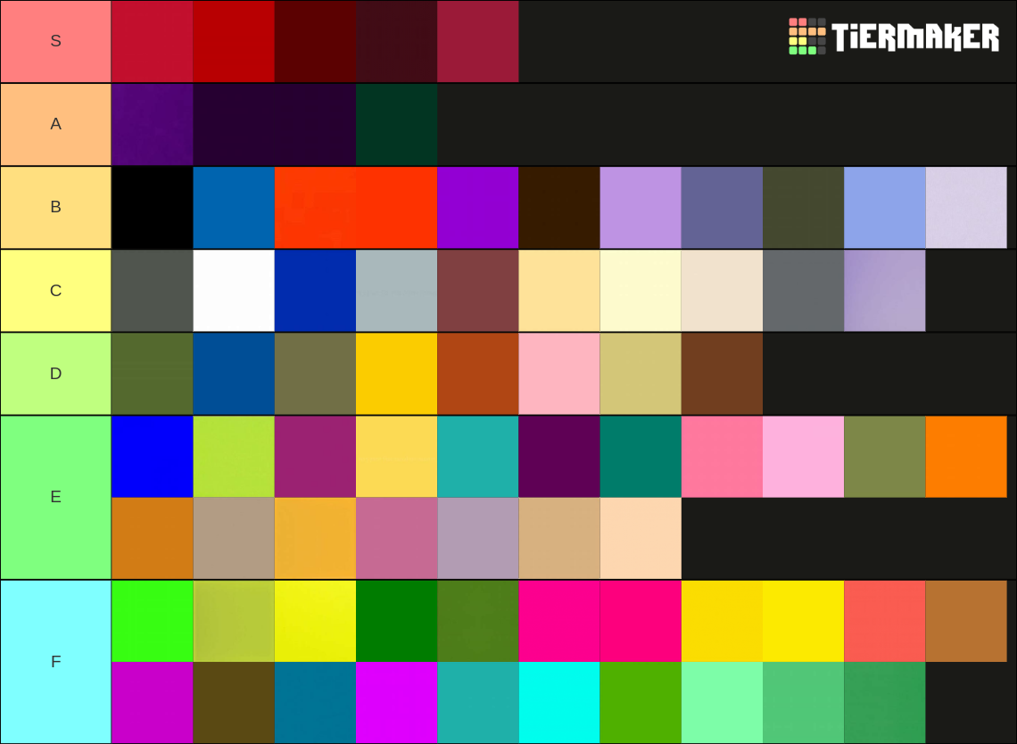My Colour Tier List (Community Rankings) - TierMaker