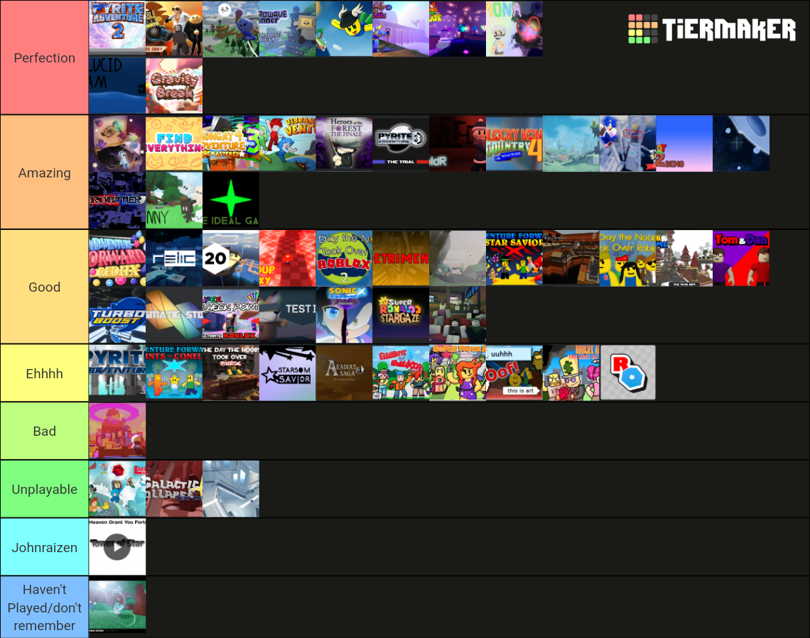Roblox Adventure Games Tierlist Tier List (Community Rankings) - TierMaker
