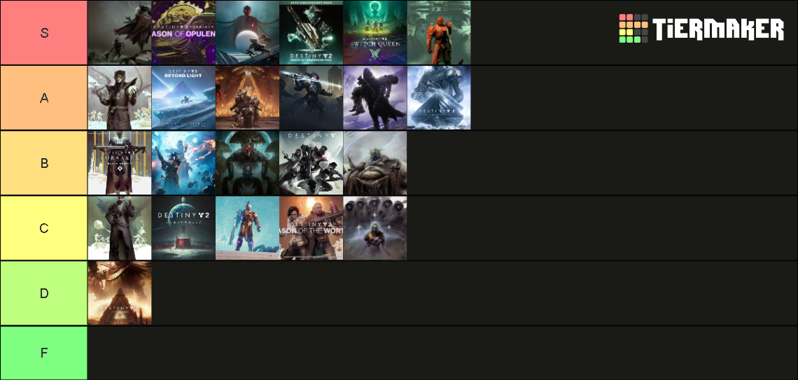 Destiny DLCs and Seasons Tier List (Community Rankings) - TierMaker