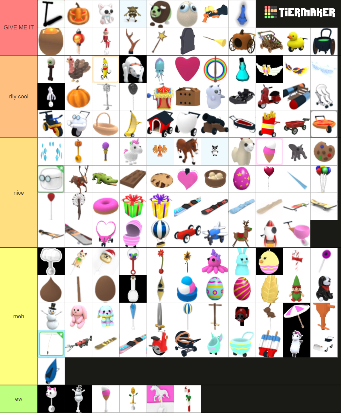 Adopt Me Item Rarity Tier List (Community Rankings) - TierMaker