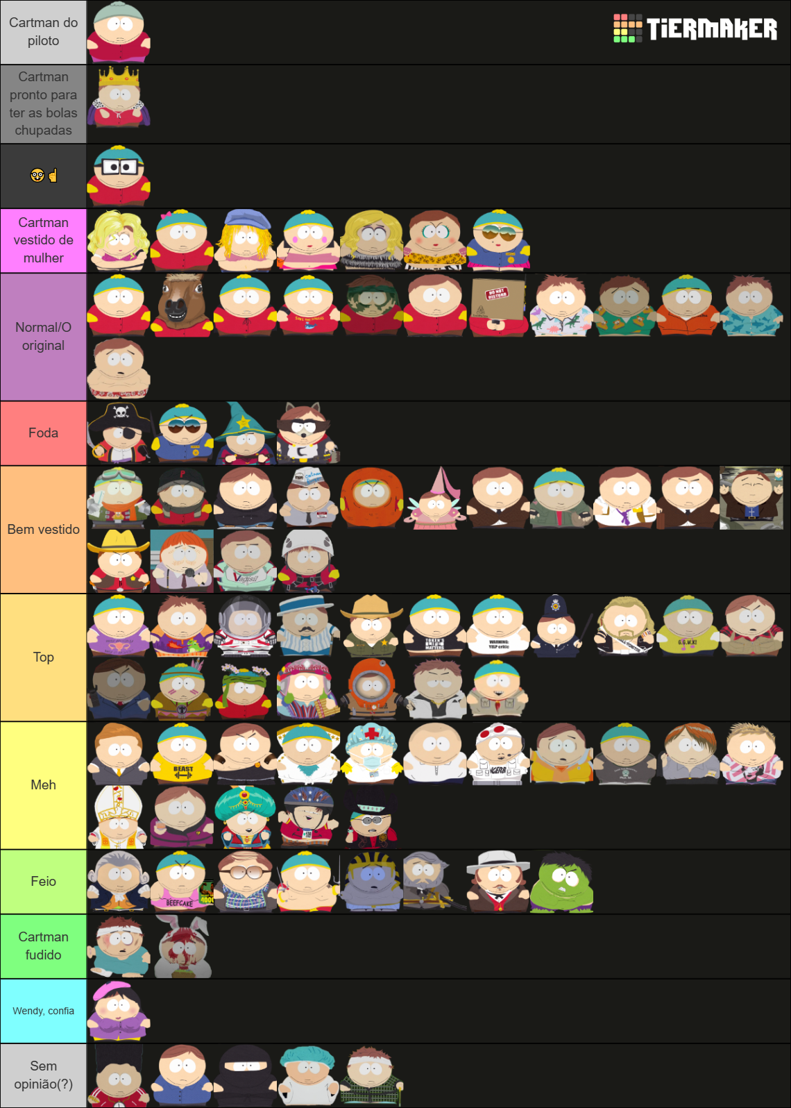 Eric Cartman Outfits Tier List (Community Rankings) - TierMaker