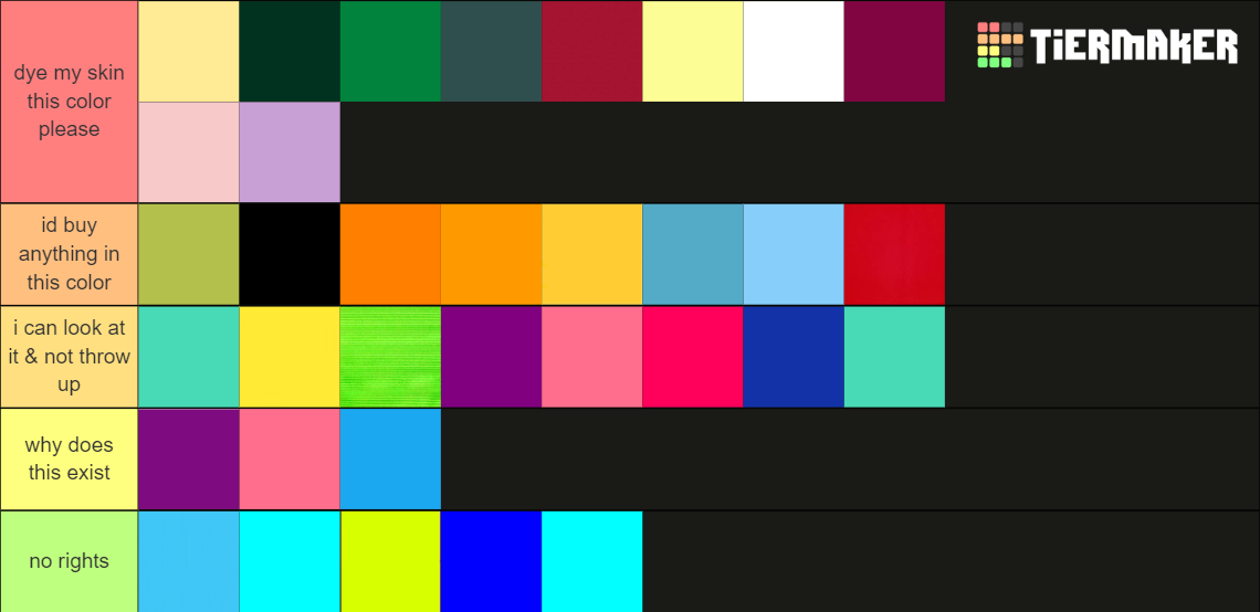 favorite color Tier List (Community Rankings) - TierMaker