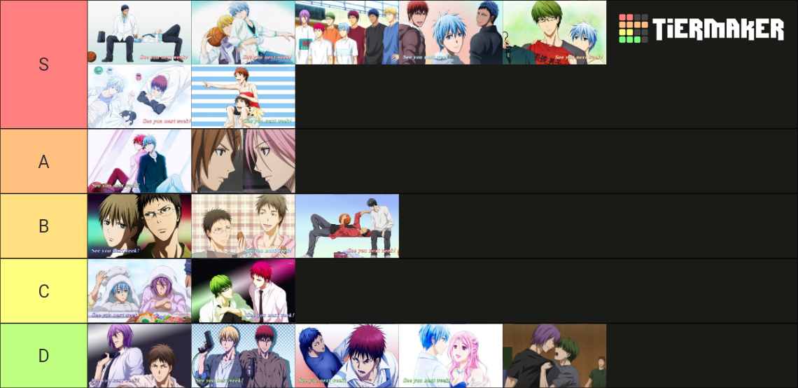 Kuroko no Basket/KNB Ships Tier List (Community Rankings) - TierMaker