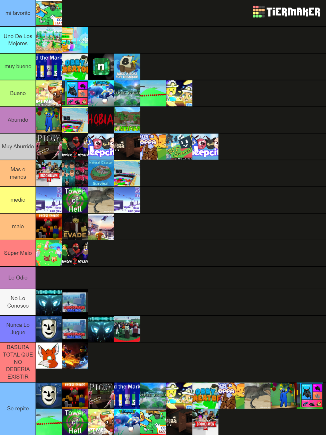 Juegos Roblox Tier List (Community Rankings) - TierMaker