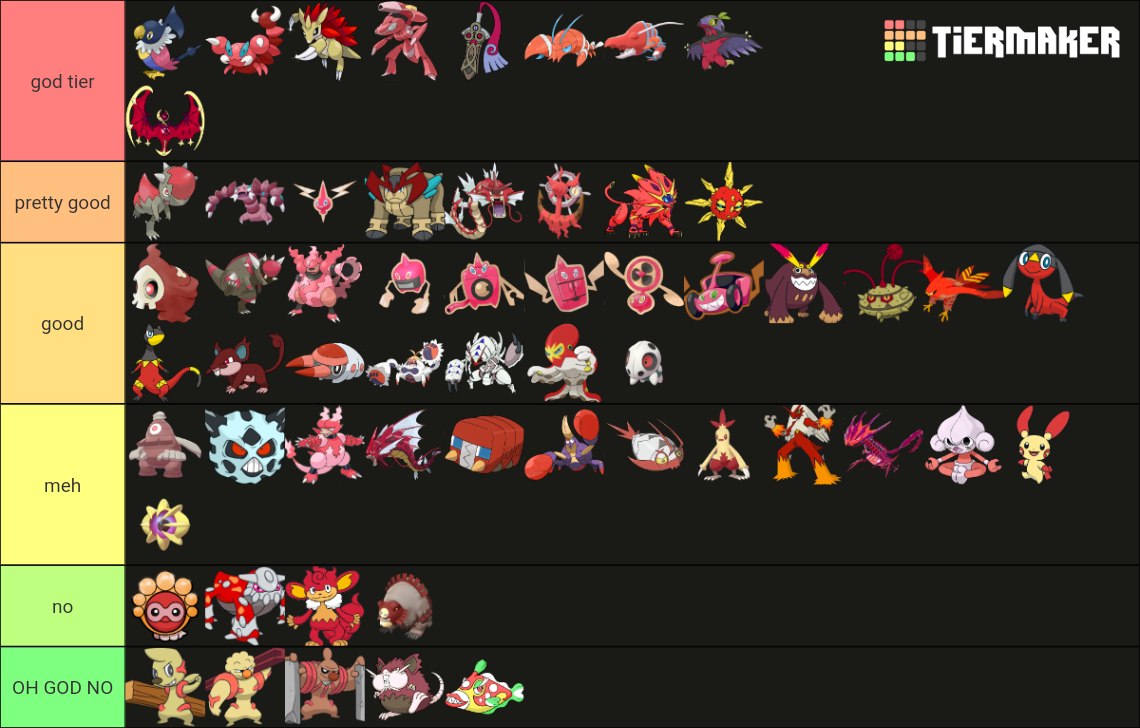 Red shiny pokemon Tier List (Community Rankings) - TierMaker
