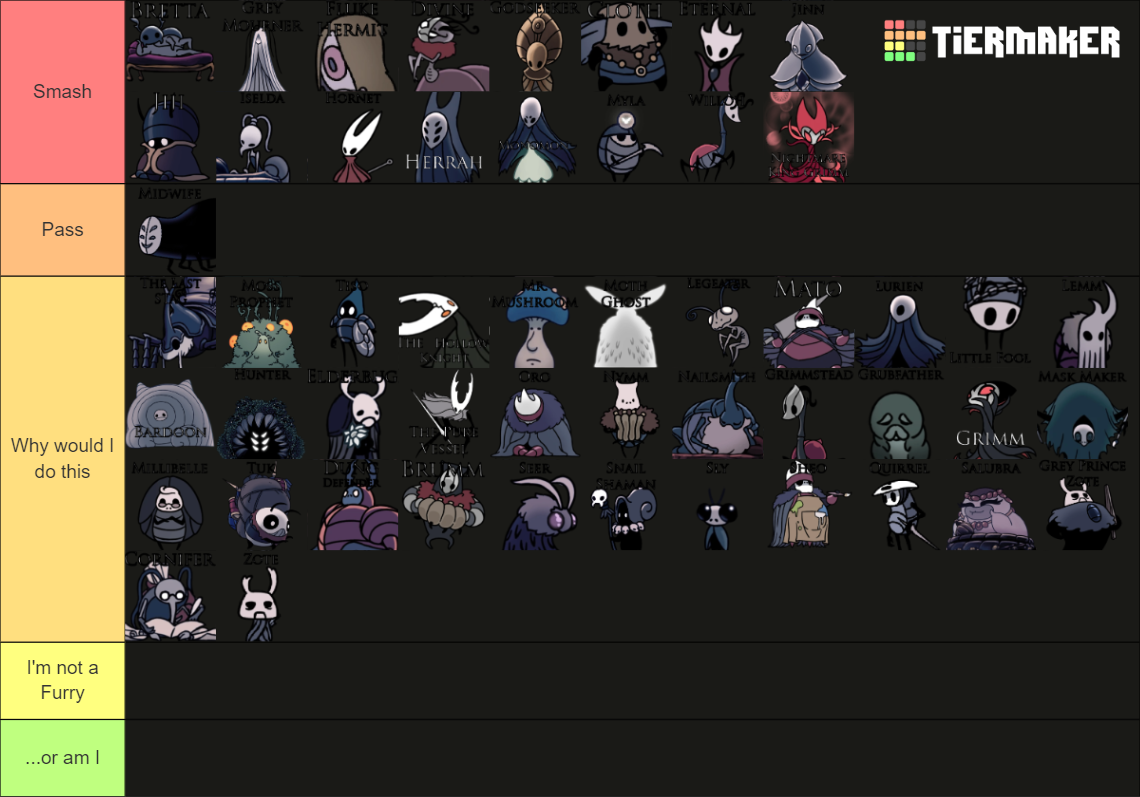 Hollow Knight NPCs Smash or Pass Tier List (Community Rankings) - TierMaker