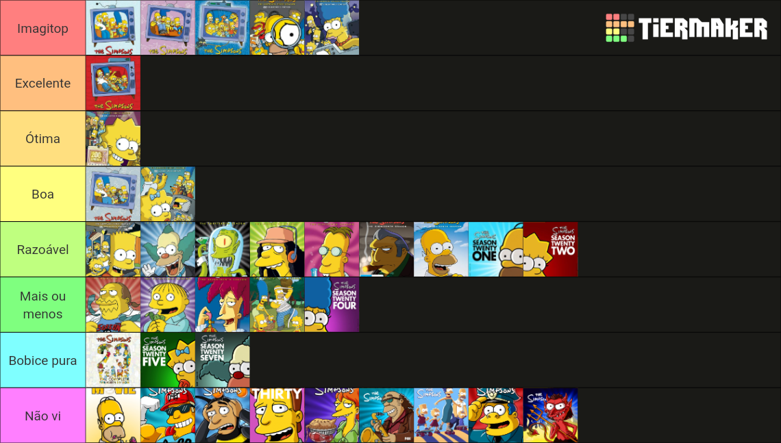 Every Simpsons Season Ranked (Seasons 1-34 & The Movie) Tier List ...