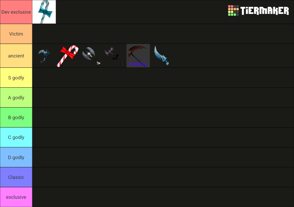 MM2 knives Tier List (Community Rankings) - TierMaker