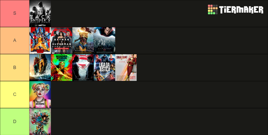 DCU filmes rank Tier List (Community Rankings) - TierMaker