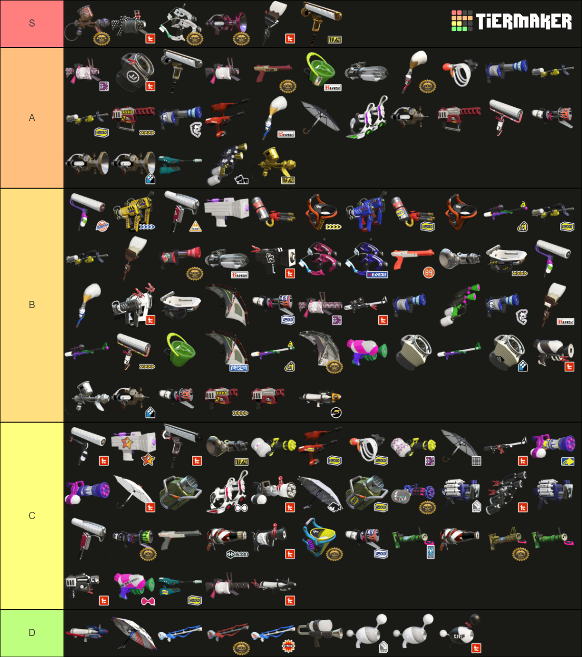 Splatoon 2 - Weapons (5.0+) Tier List (Community Rankings) - TierMaker