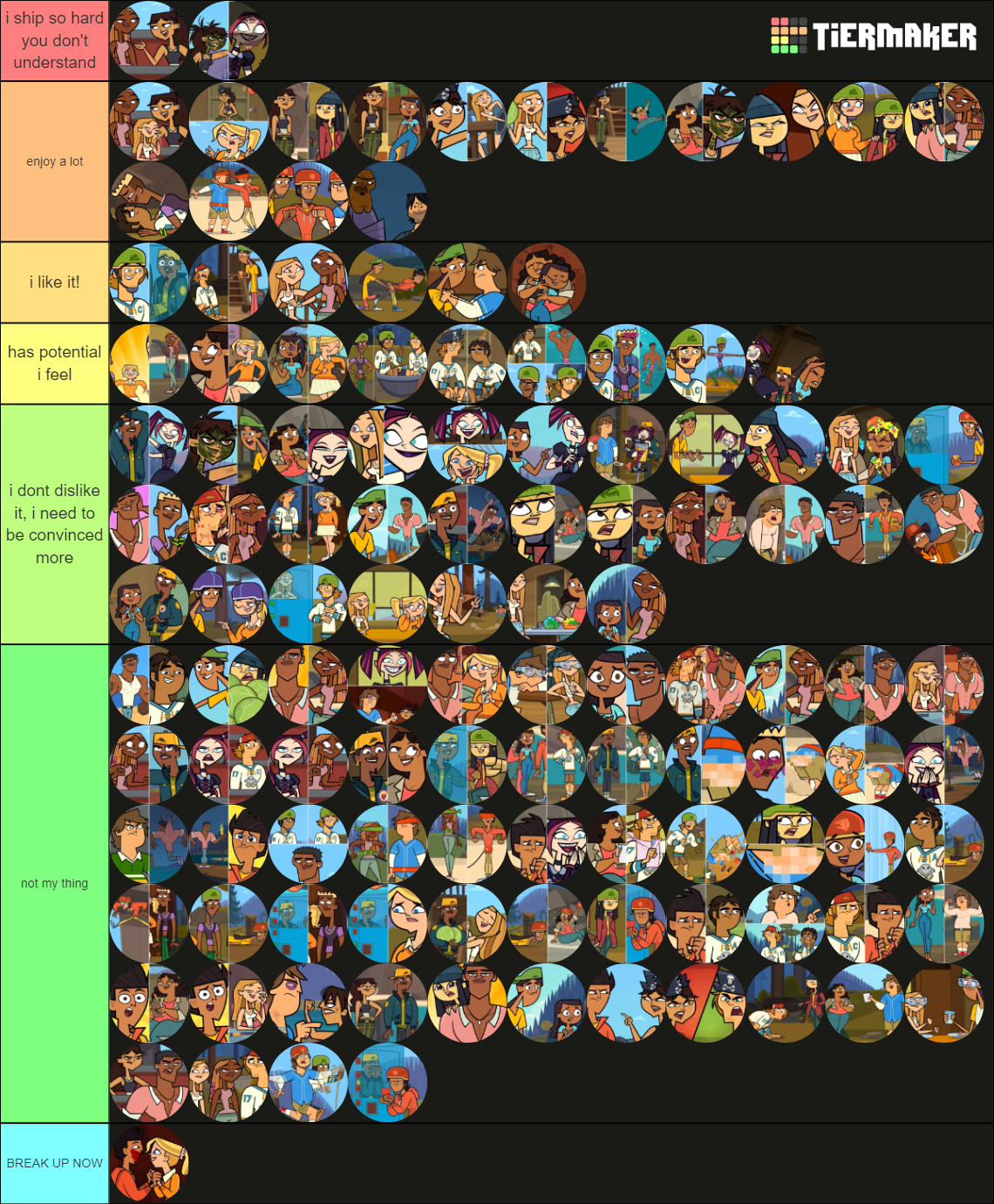 Total Drama Island 2023 (Reboot) Ships Tier List (Community Rankings ...