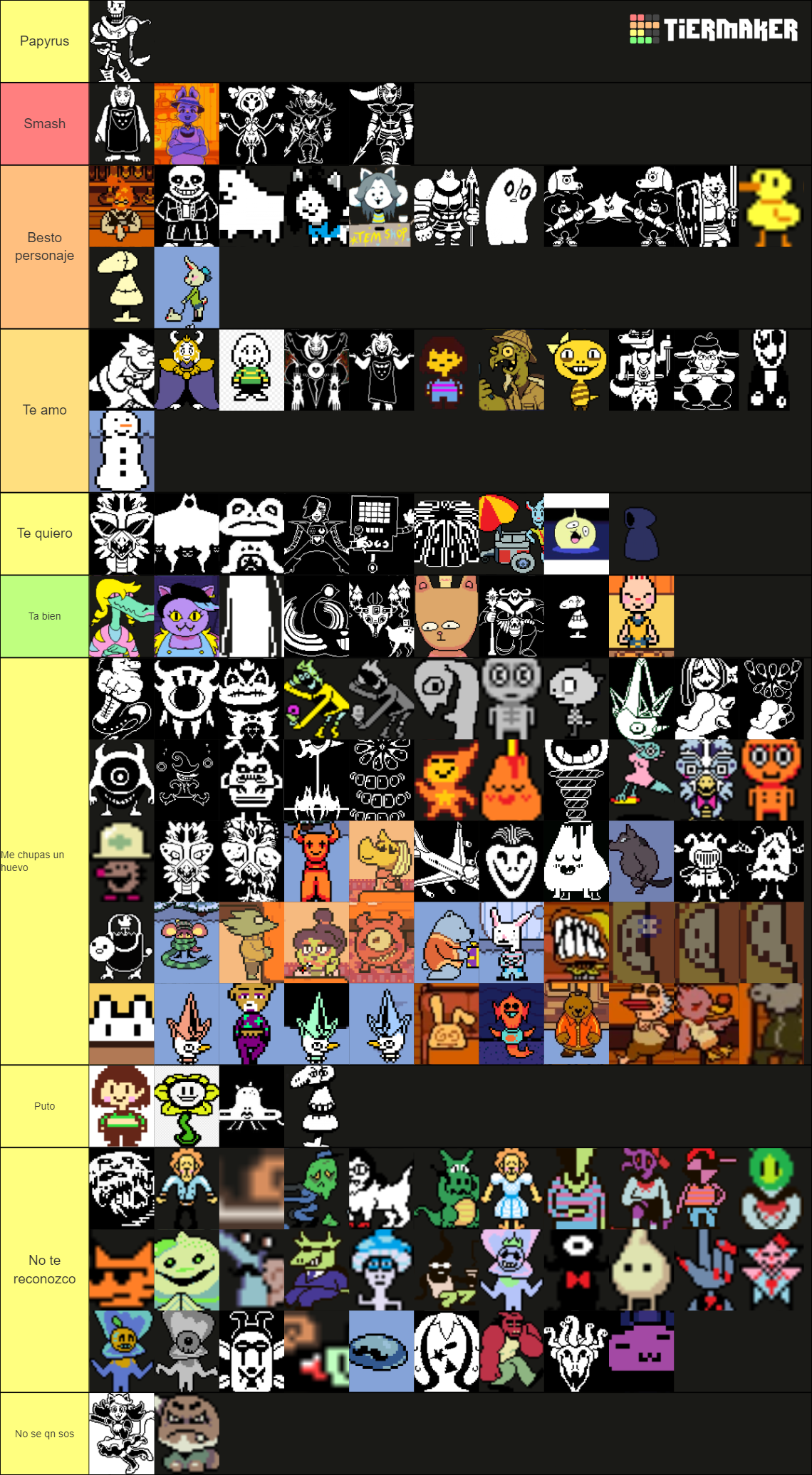 All Undertale Characters Tier List (Community Rankings) - TierMaker