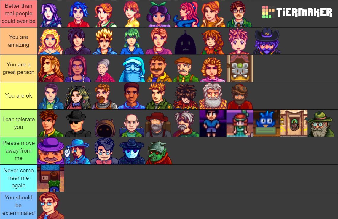 Stardew Valley Characters Tier List (Community Rankings) - TierMaker