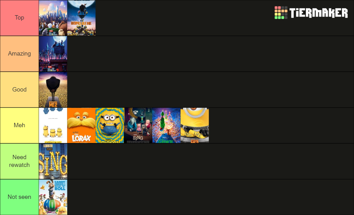 Illumination Movies Tier List (Community Rankings) - TierMaker