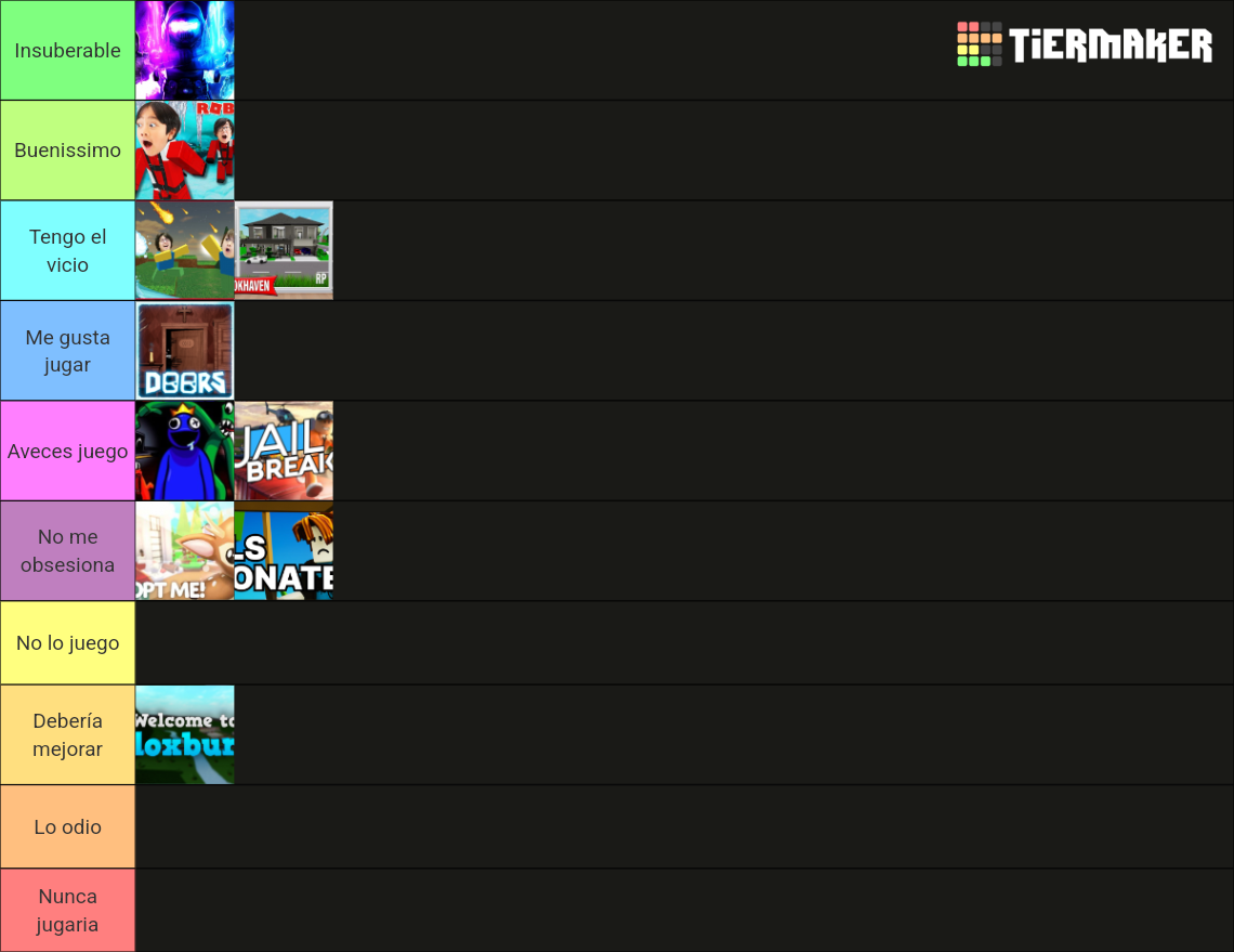 Juegos roblox Tier List (Community Rankings) - TierMaker