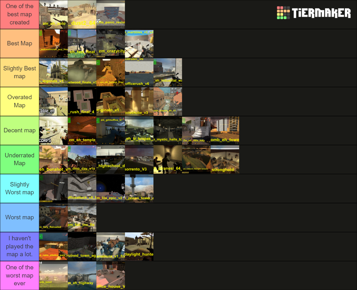 Counter Strike Source Elite-Hunterz Casual Map Pool Ranking Tier List ...