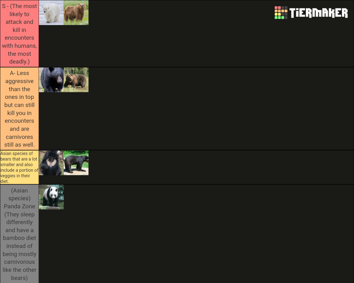 Bear Tier List (Community Rankings) - TierMaker