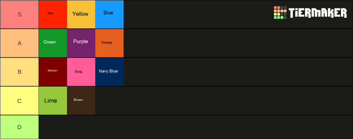 Colour Tier List (Community Rankings) - TierMaker
