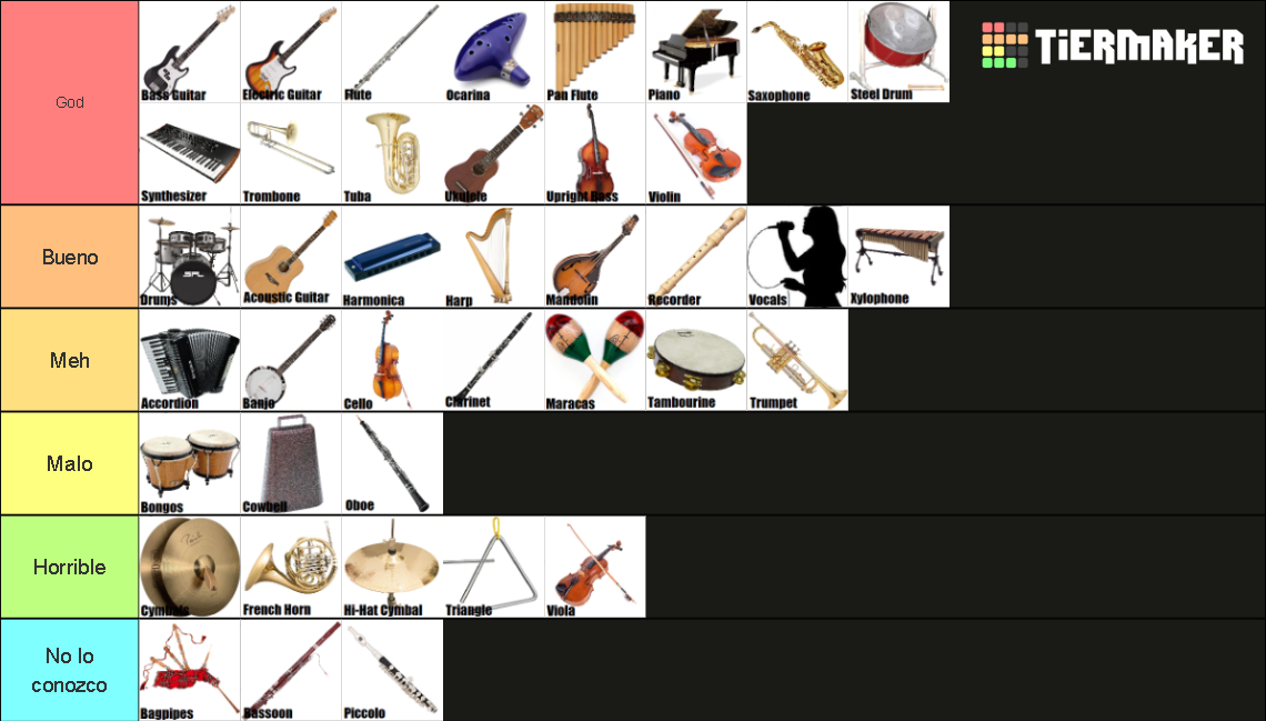 Ultimate Instrument Tier List (Community Rankings) - TierMaker