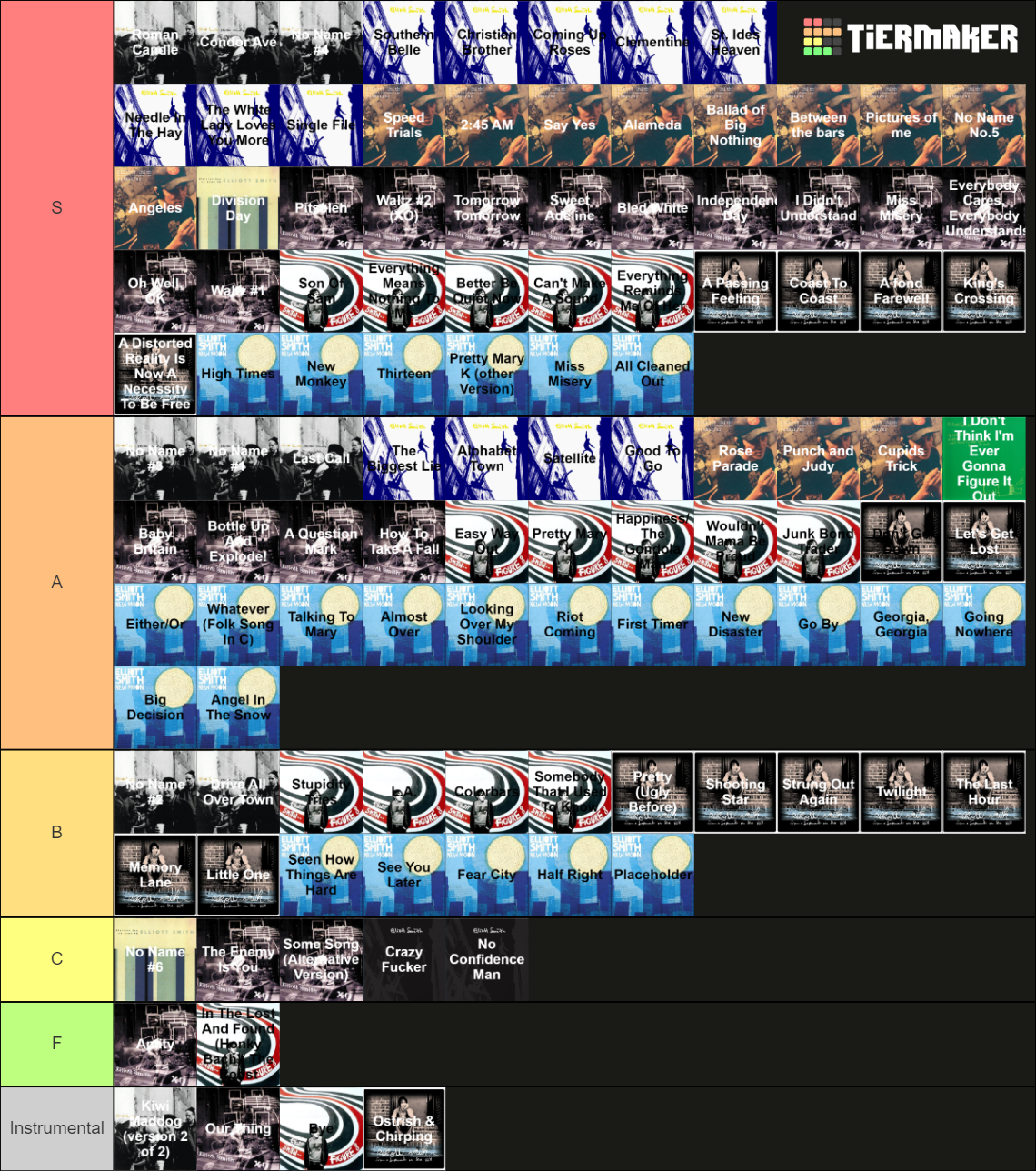 Elliott Smith's songs Tier List (Community Rankings) - TierMaker