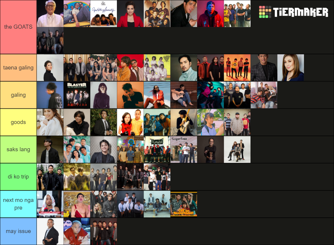 Original Pinoy Music Band/Artists Tierlist Tier List (Community ...