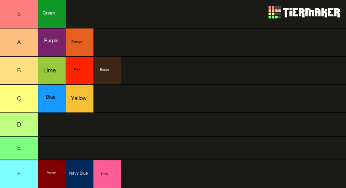 Colour Tier List (Community Rankings) - TierMaker
