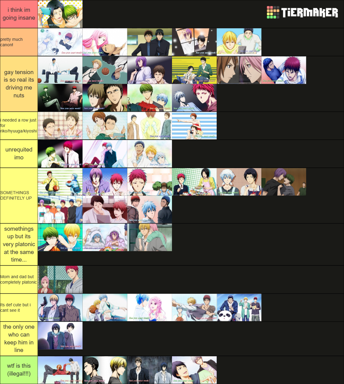 Kuroko no Basket/KNB Ships Tier List (Community Rankings) - TierMaker