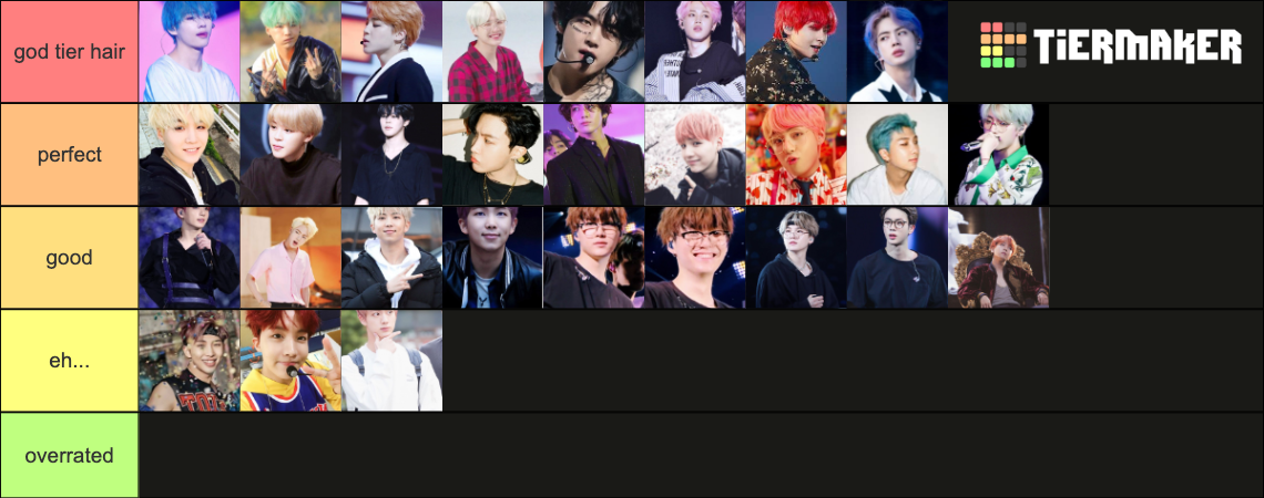 BTS Iconic Hair Colors Tier List (Community Rankings) - TierMaker