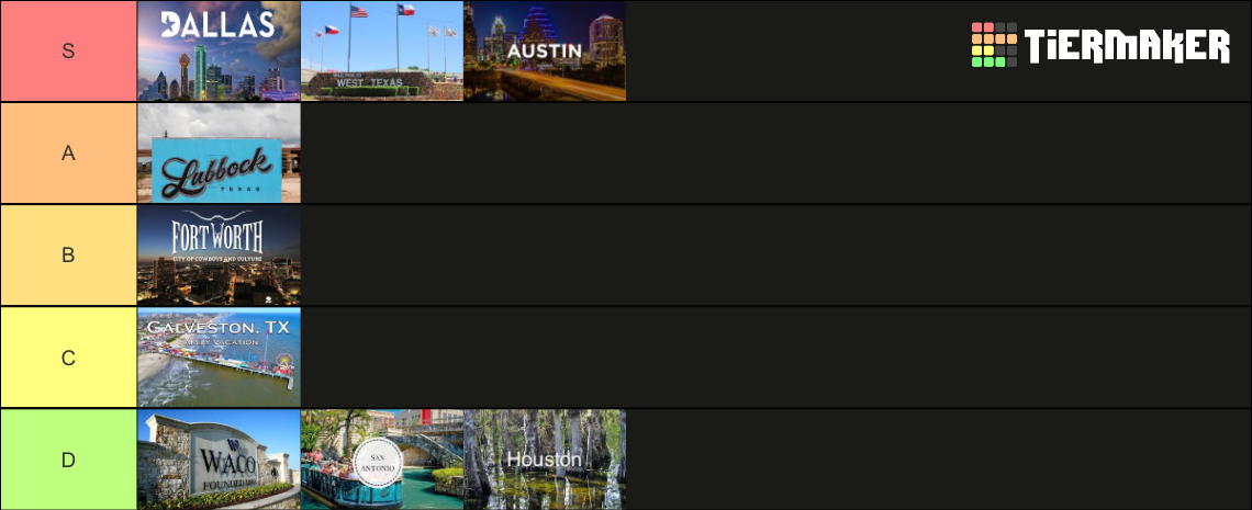 Texas Cities Tier List (Community Rankings) - TierMaker